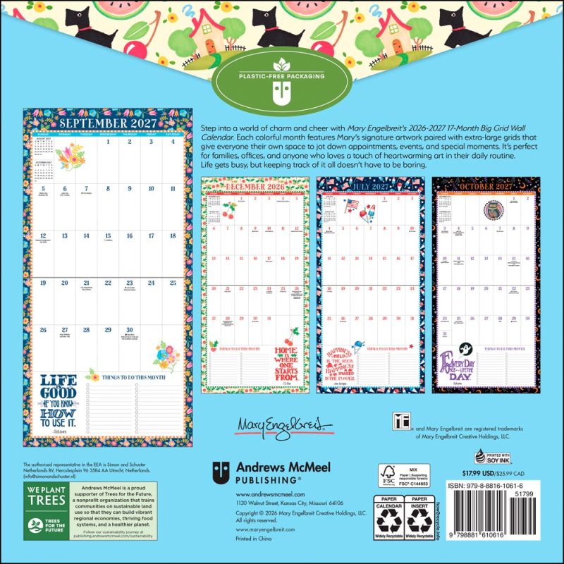 Mary Engelbreit's Big Grid 17m Planner 2027 Square - BrownTrout